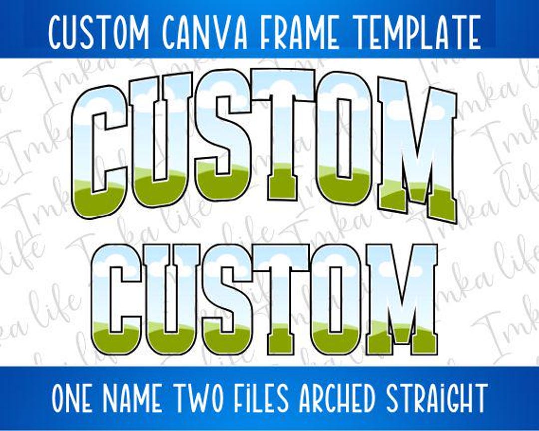 Custom Word Name Arched Varsity Bundle Canva Frame Template Drag and ...