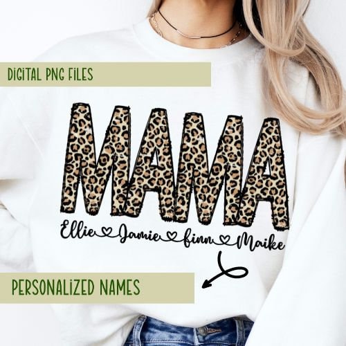 Personalized Names Mama Custom Leopard Print PNG Personalised Mom ...