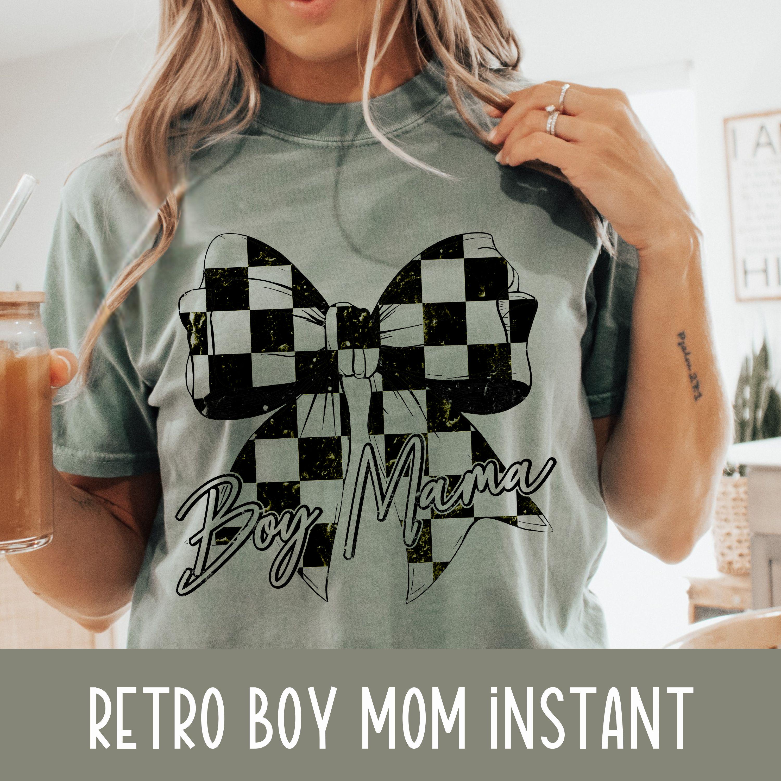 Retro Boy Mama Coquette PNG Checkered Mom Design Mom of Boys ...
