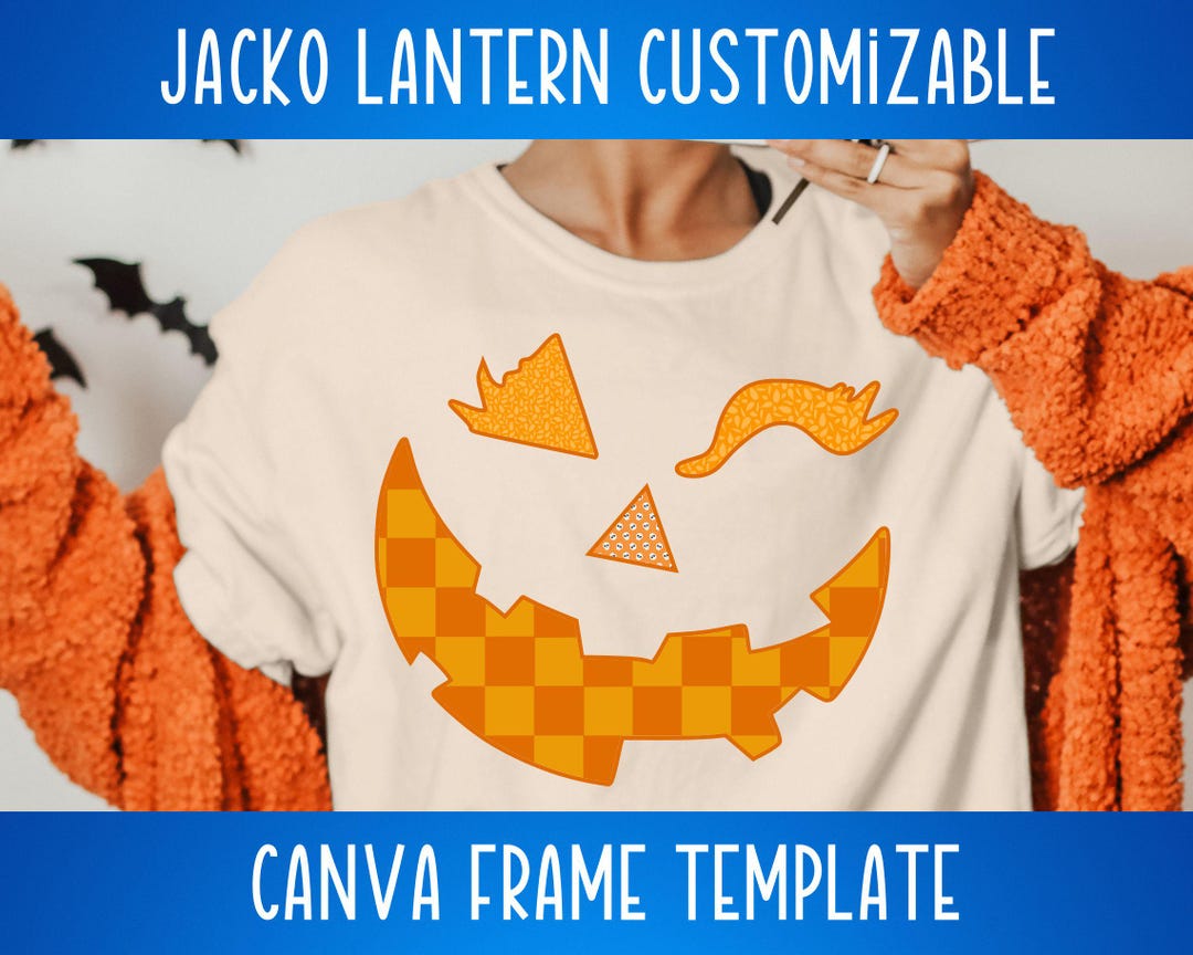 Halloween Jack O Lantern Fall Canva Frame Pumpkin Lantern Template Drag ...