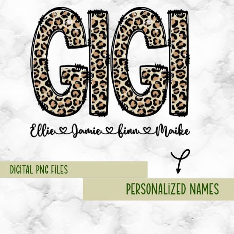 Custom Names Gigi Leopard PNG Personalized Grandma Cheetah Print Mother ...