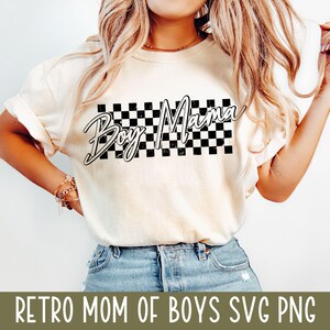 Retro Boy Mama Checkers SVG PNG Checkered Mom Design Mom of Boys ...