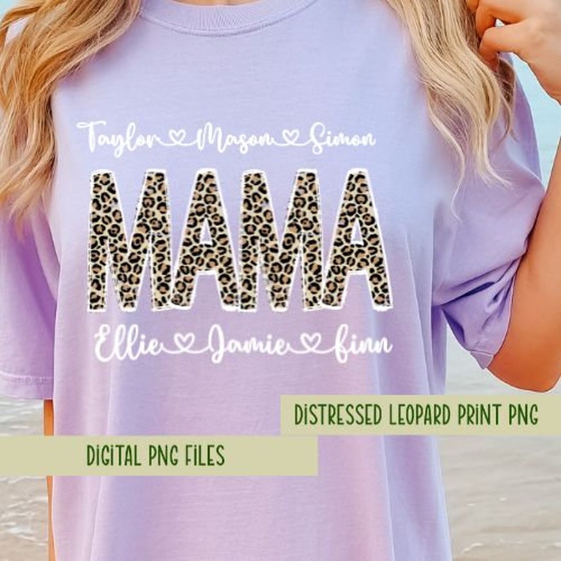 Personalized Names Mama Custom Leopard Print PNG Personalised Mom ...