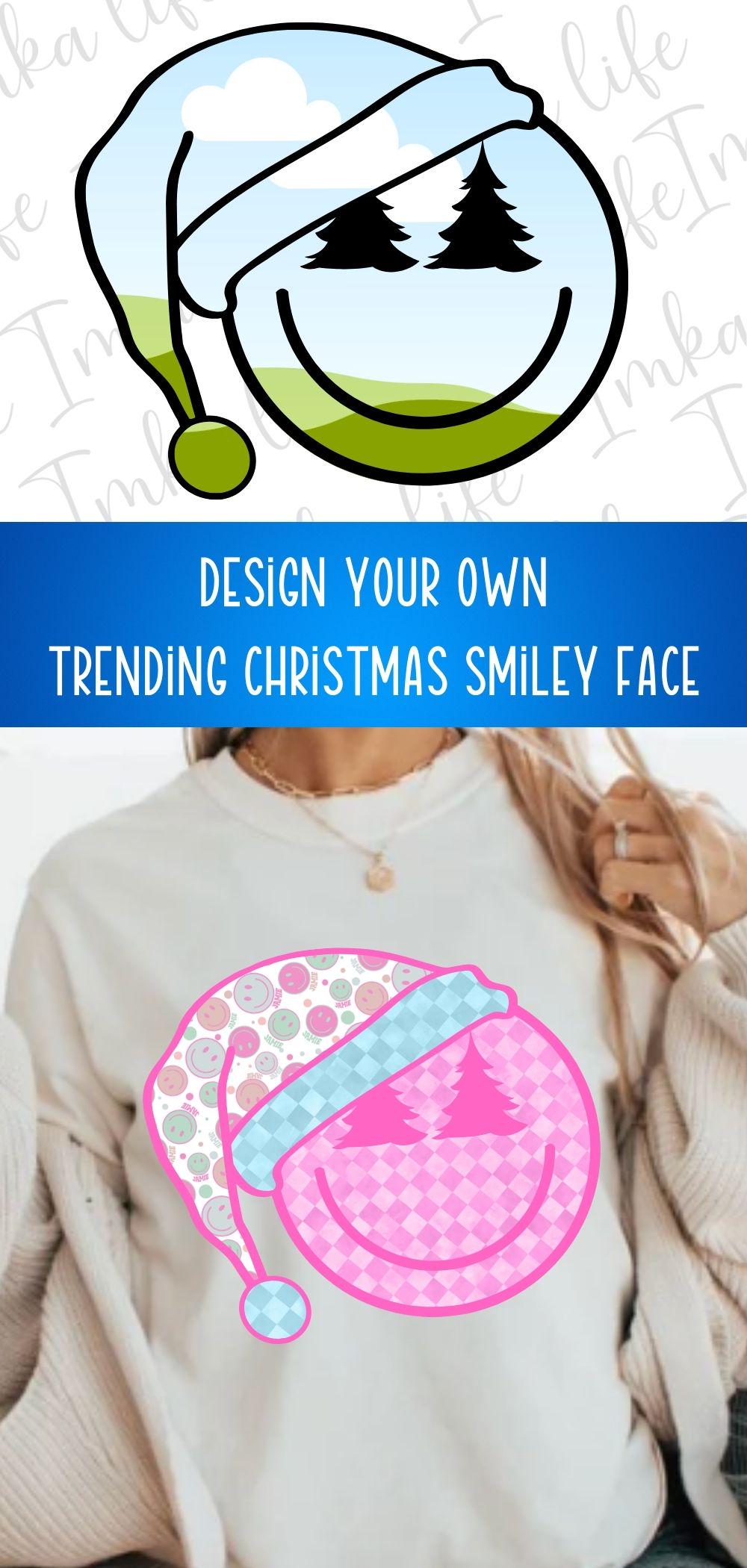 Smiley Face Canva Frame Customizable Christmas Frame Santa Hat ...