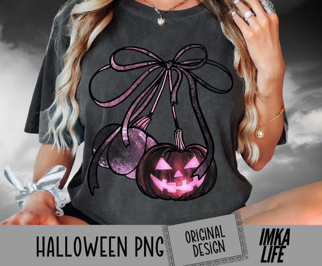 Halloween Pumpkin Coquette Png Jack O Lantern Ribbon Png Black Hot Pink ...