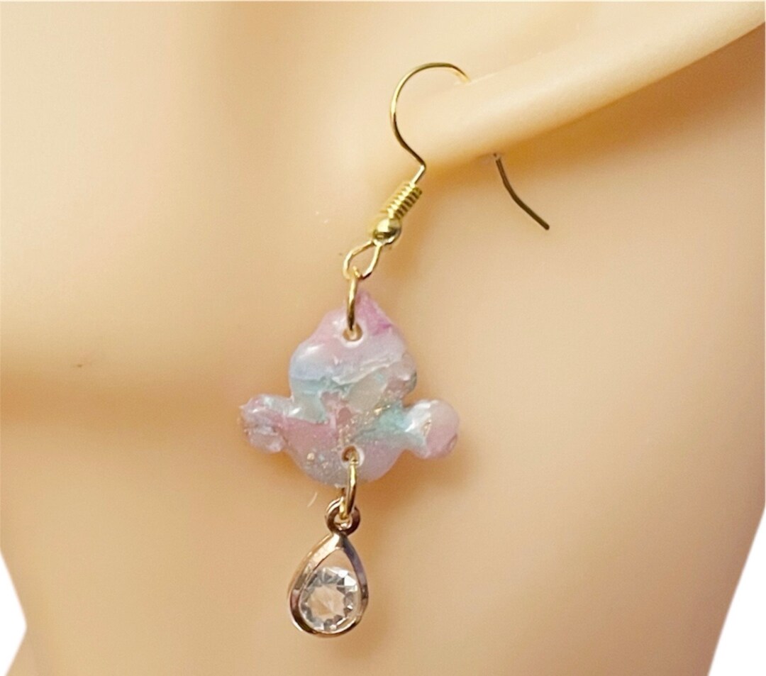 Spring Marble Misfit Hermit Crabs Dangle Earrings Jewelry Handmade Clay ...