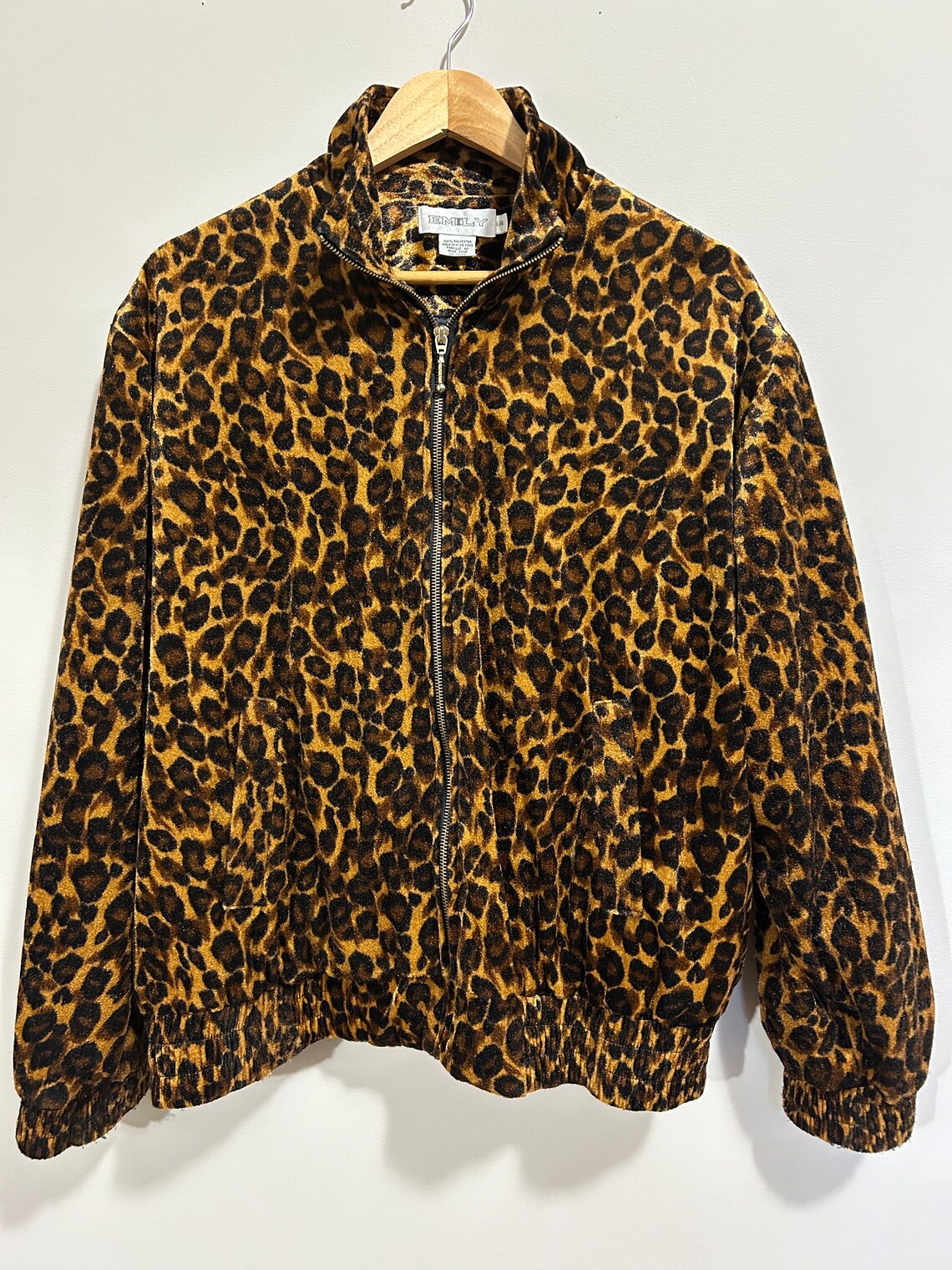 Vintage Velour Leopard Print Jacket 90s Size L - Etsy