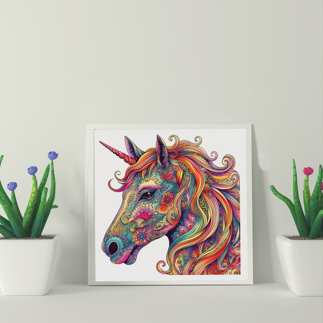 Boho Unicorn Digital Download | Retro Home Decor Printable Wall Art ...