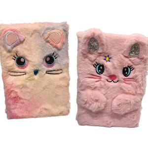 Fluffy Animal Journal Gift Set: Faux Fur Notebook, Keychain & Beaded ...