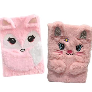 Fluffy Animal Journal Gift Set: Faux Fur Notebook, Keychain & Beaded ...
