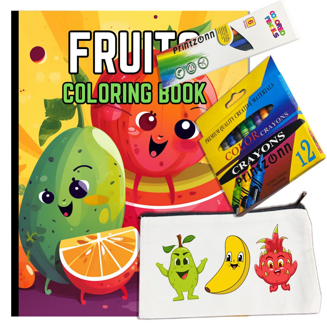 Fruits Coloring Book: Apple, Grape, Lychee, Mango, Watermelon and Many ...