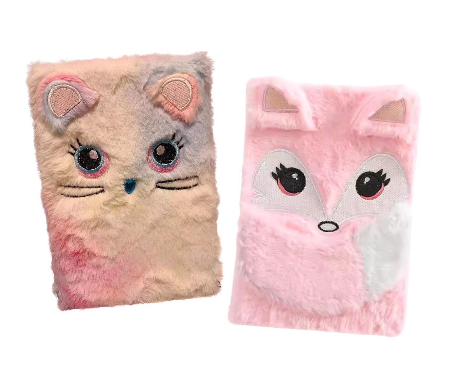 Fluffy Animal Journal Gift Set: Faux Fur Notebook, Keychain & Beaded ...