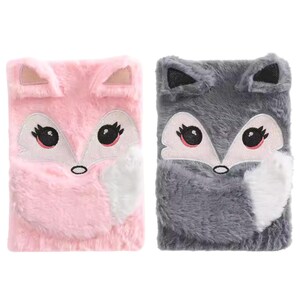 Fluffy Animal Journal Gift Set: Faux Fur Notebook, Keychain & Beaded ...
