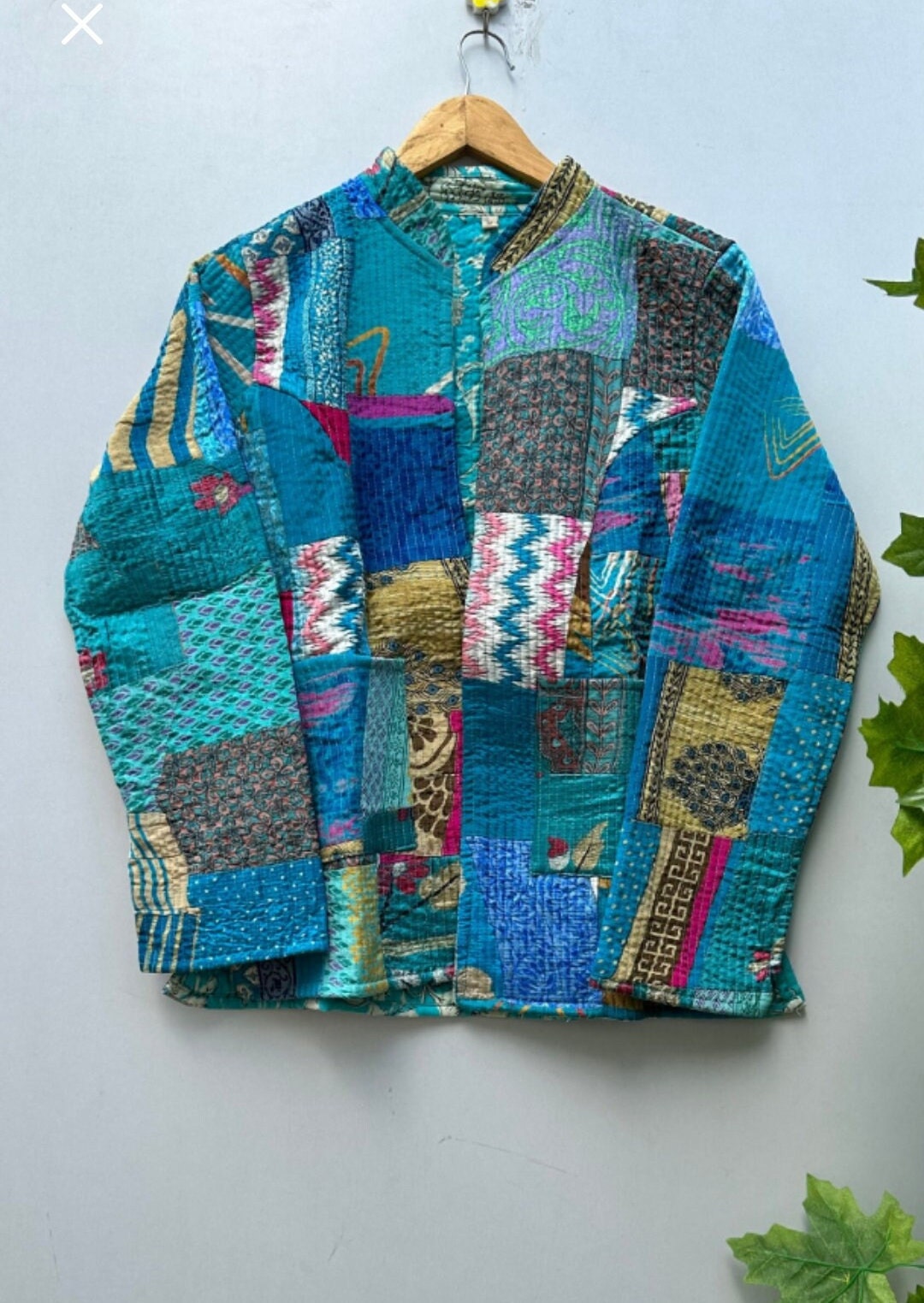 Turquoise Colar Assorted Jacket, Handmade Patchwork Jacket Coat, Cotton ...