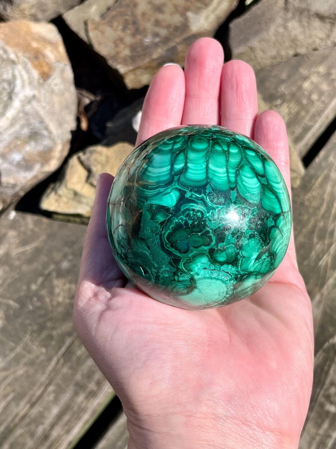 Natural Polished Malachite Sphere - Etsy