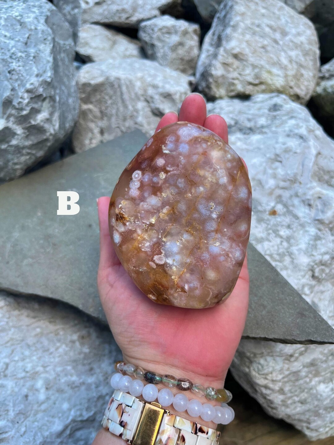 Natural Polished Flower Agate Standing Free Forms With 2 Options From ...