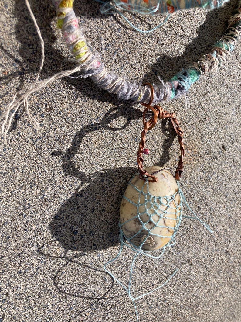 Woven Fiber Rock Pendant - Etsy