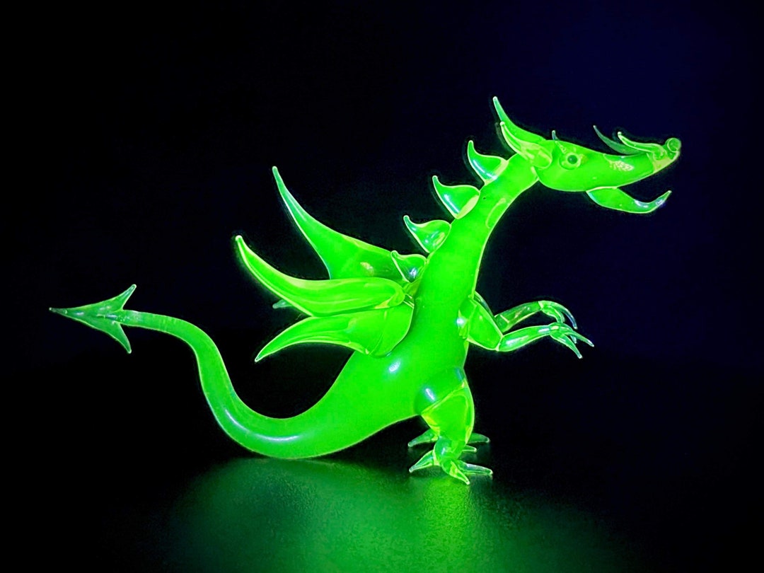 Uranium Glass Vaseline Glass Dragon by Rafael Possible Rebate - Etsy