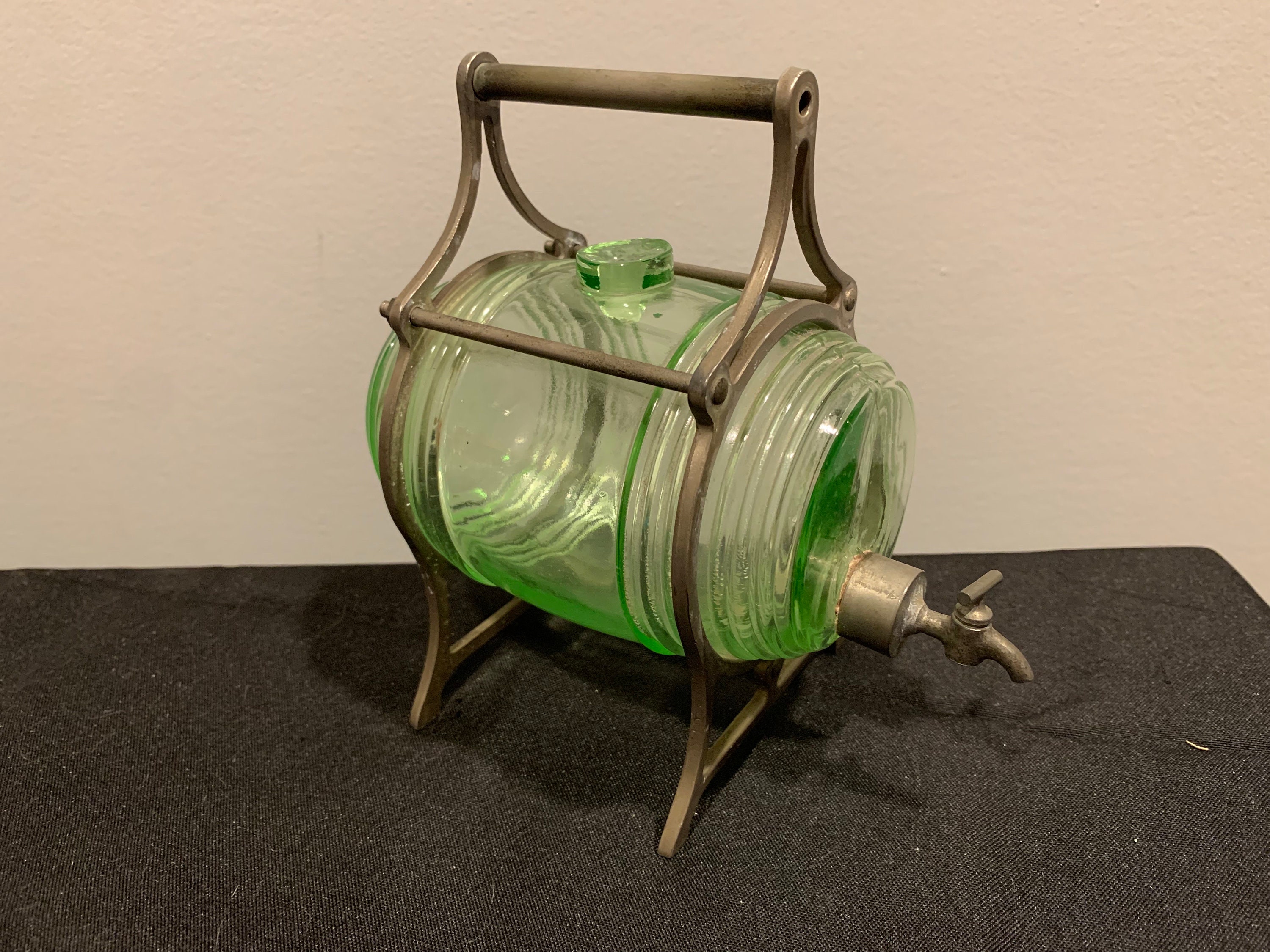 Uranium Glass Drink Dispenser Barrel With Stand Vaseline Glass Barrel ...
