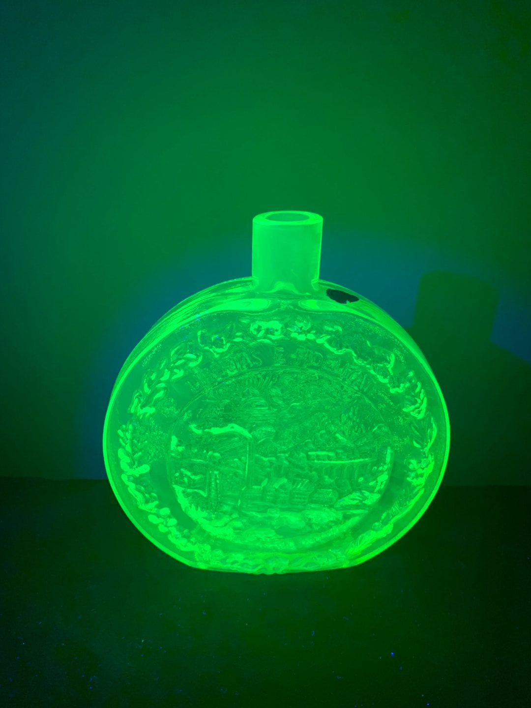Imperial Vaseline Uranium Glass Flask/decanter W/sticker - Etsy