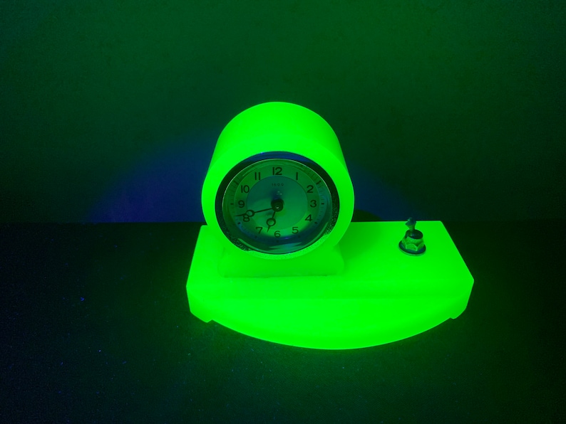 Uranium Glass Opaline Clock Pen Holder - Etsy