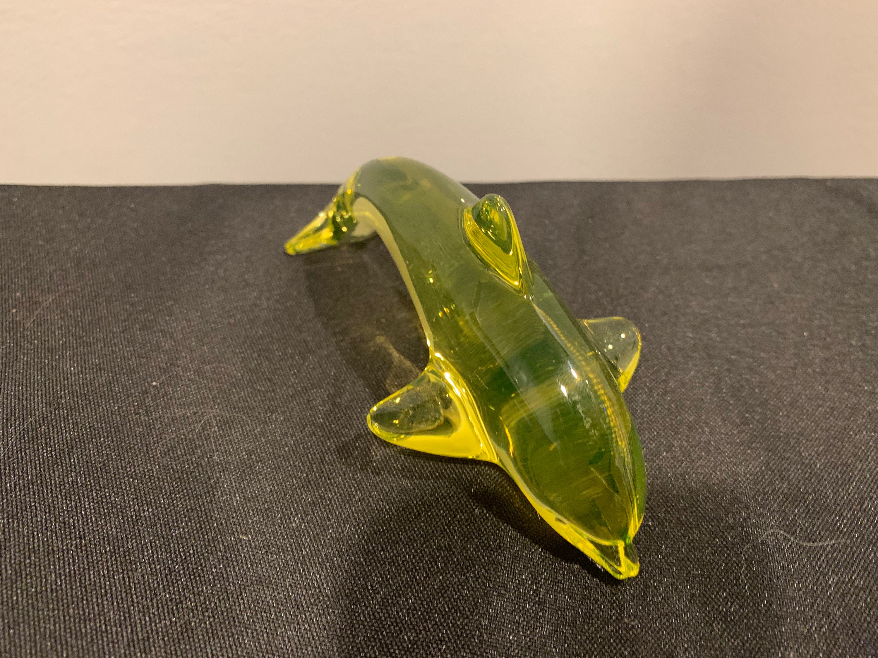Vaseline Uranium Glass Daum France Dolphin Figure Sculpture - Etsy