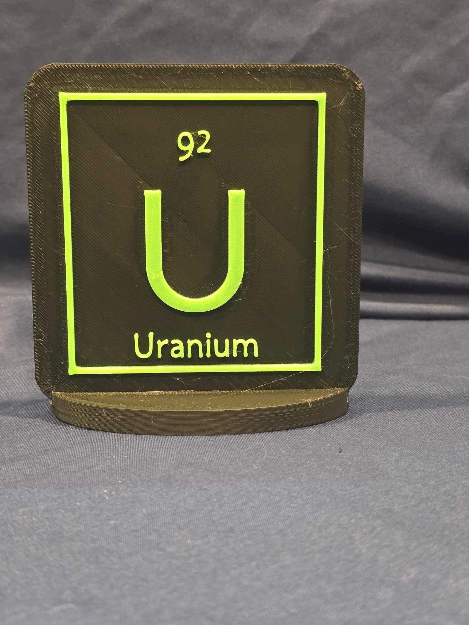 Uranium Symbol Element Glow in the Dark Uv Reactive 3d Printed Sign - Etsy
