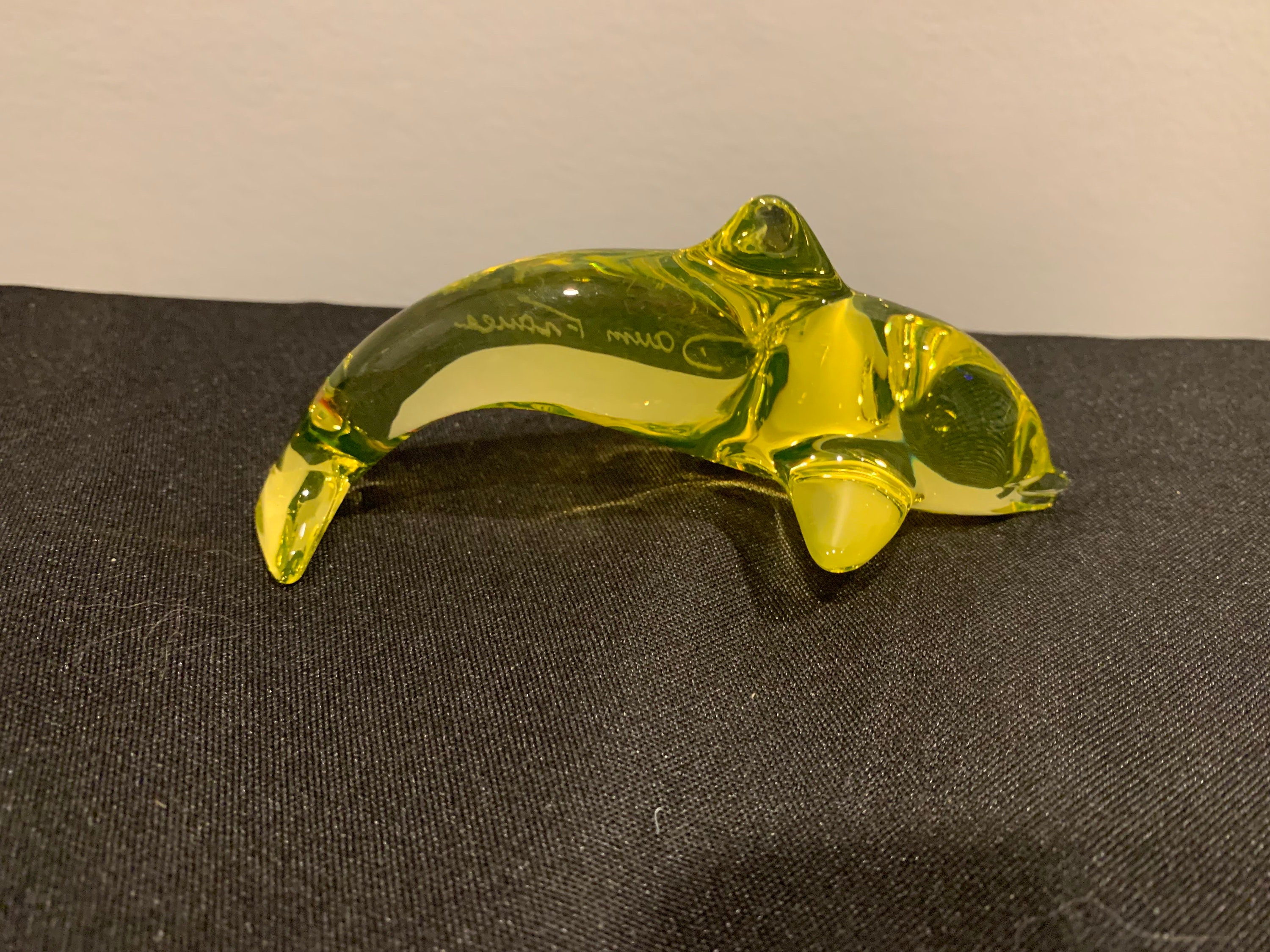 Vaseline Uranium Glass Daum France Dolphin Figure Sculpture - Etsy