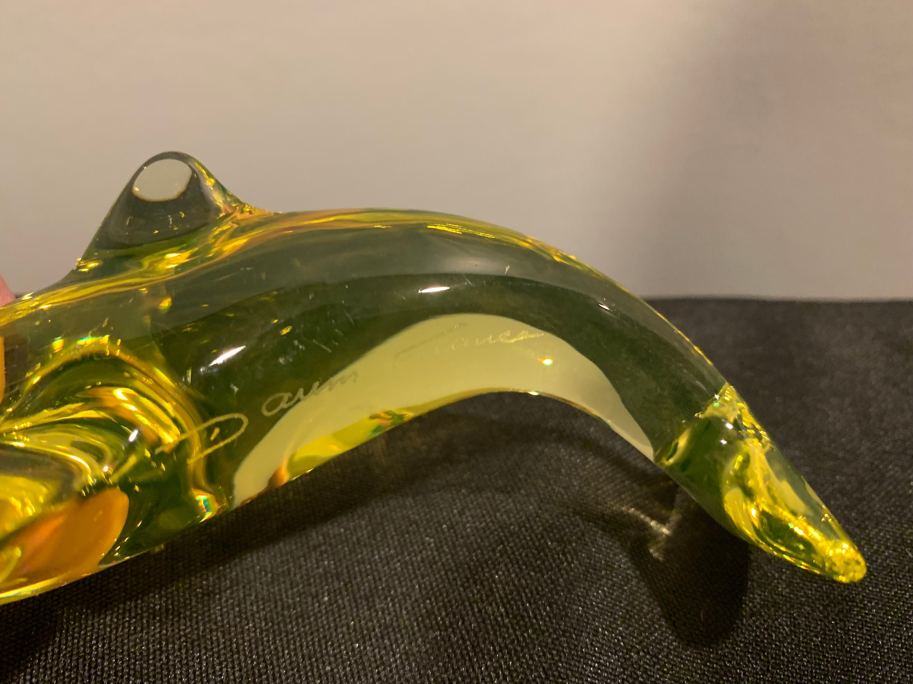Vaseline Uranium Glass Daum France Dolphin Figure Sculpture - Etsy