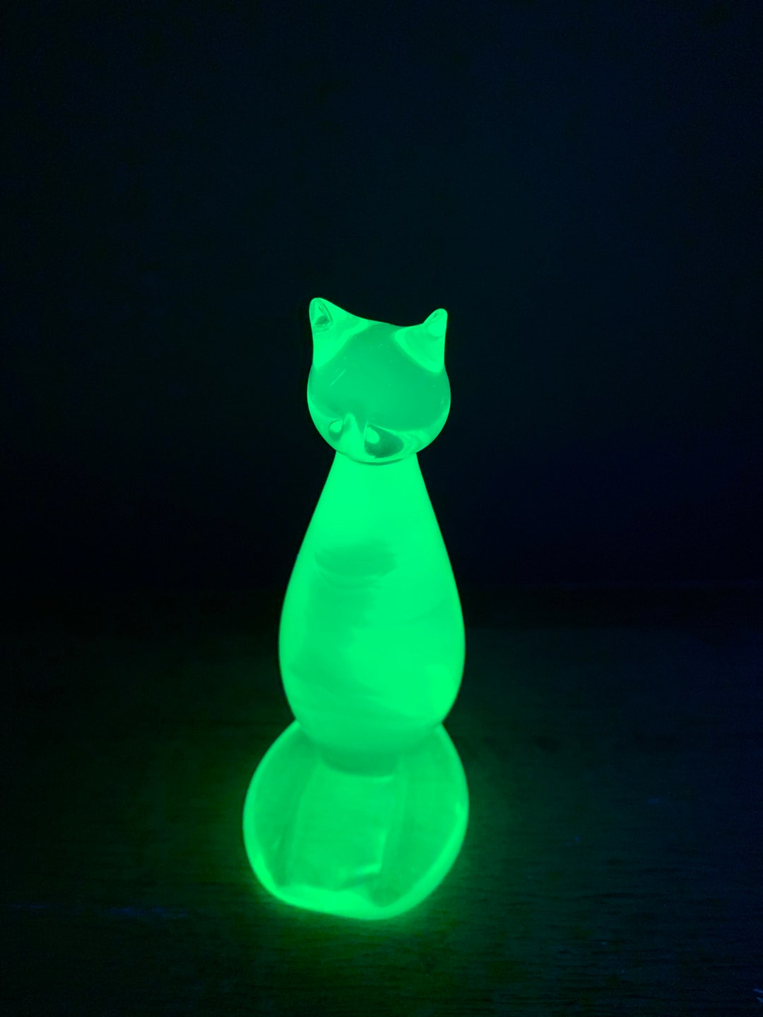 Vintage Uranium Glass Vaseline Lime Cat RARE Viking Glass Geiger Tested ...