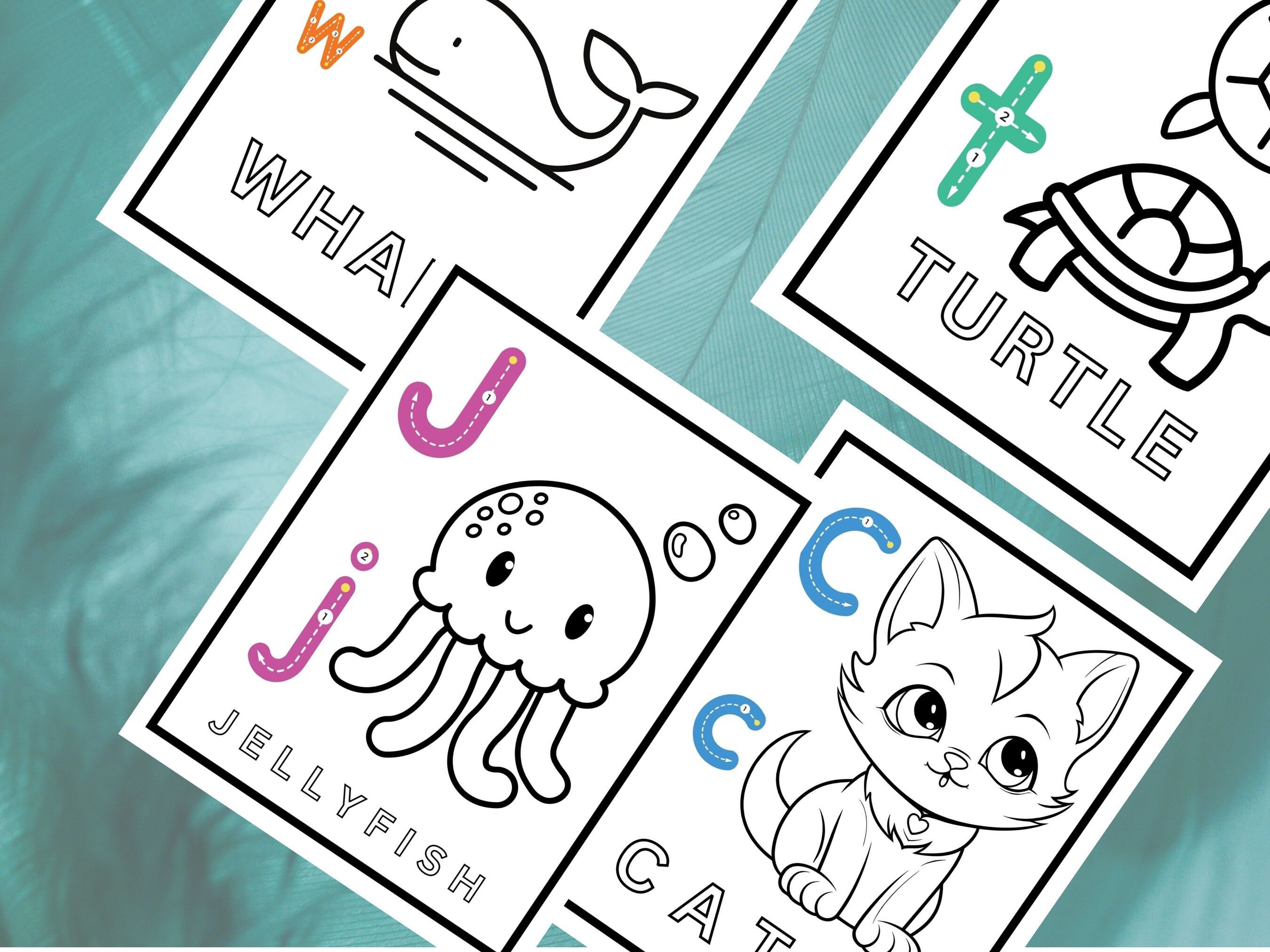 Printable Alphabet, 26 Tracing, Letters, Animals Coloring Pages ...