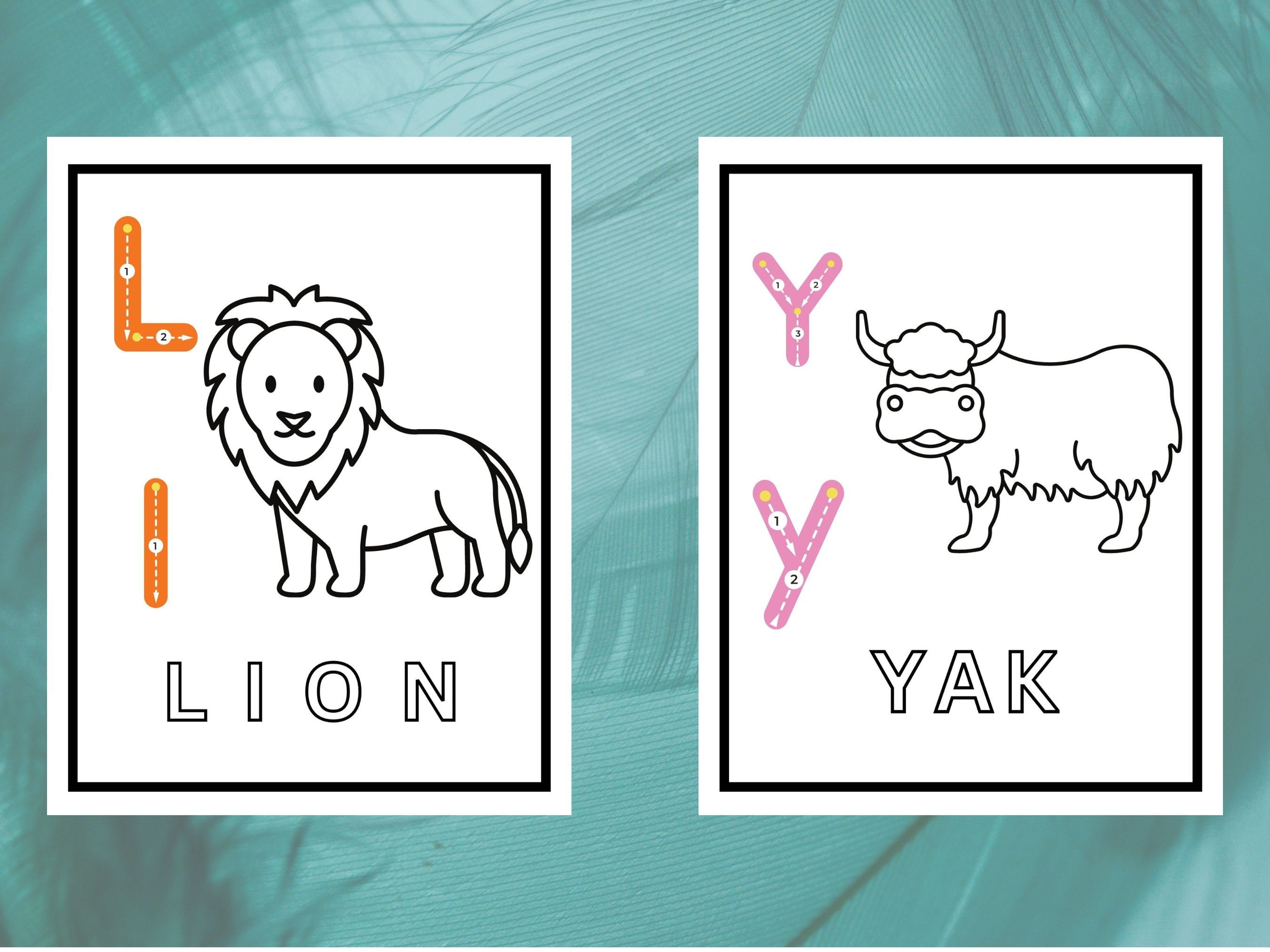 Printable Alphabet, 26 Tracing, Letters, Animals Coloring Pages ...