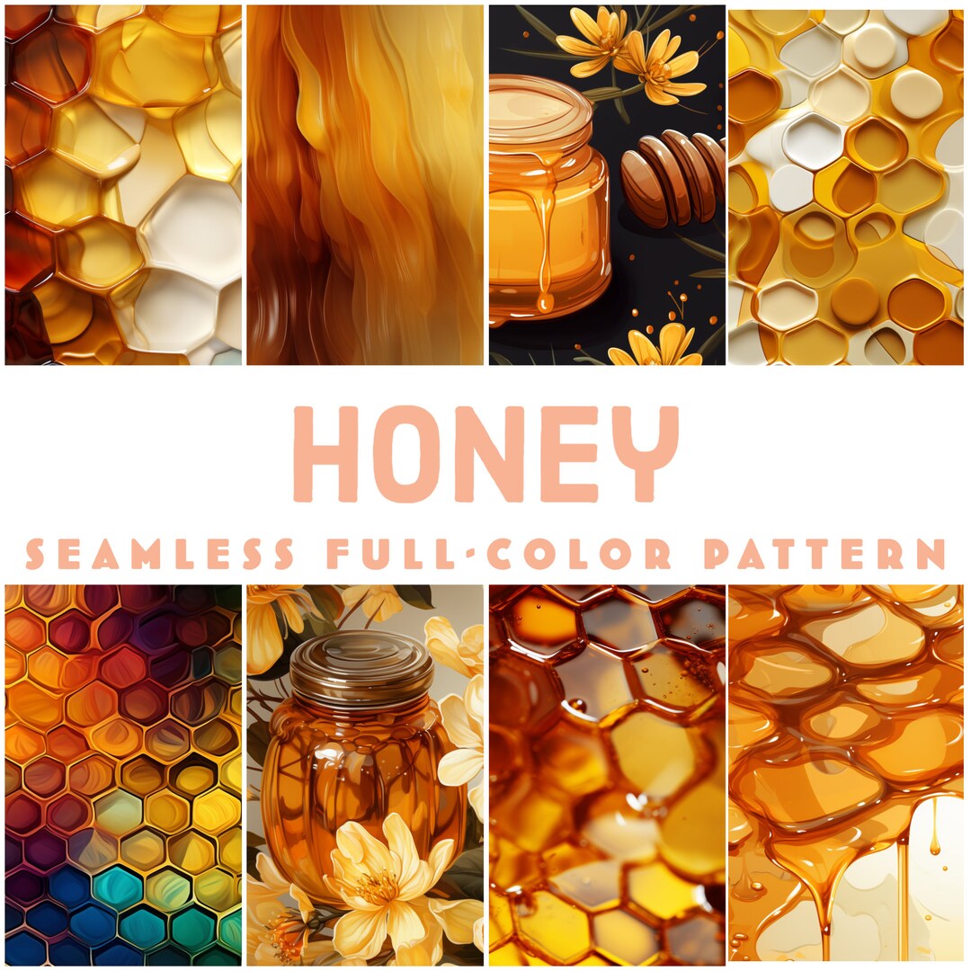 Honey Digital Paper | (8) Seamless Full-color Pattern Designs - Etsy