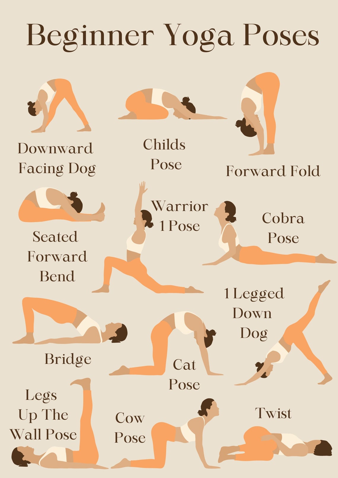Beginner Yoga Poses Poster - Etsy Canada