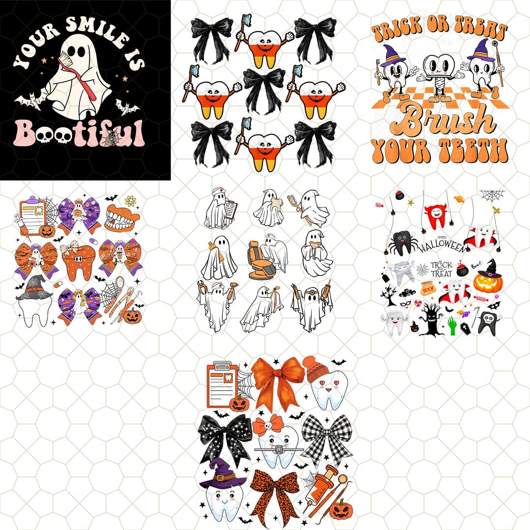 Dental Halloween PNG Bundle, Funny Halloween Teeth Png, Dental ...