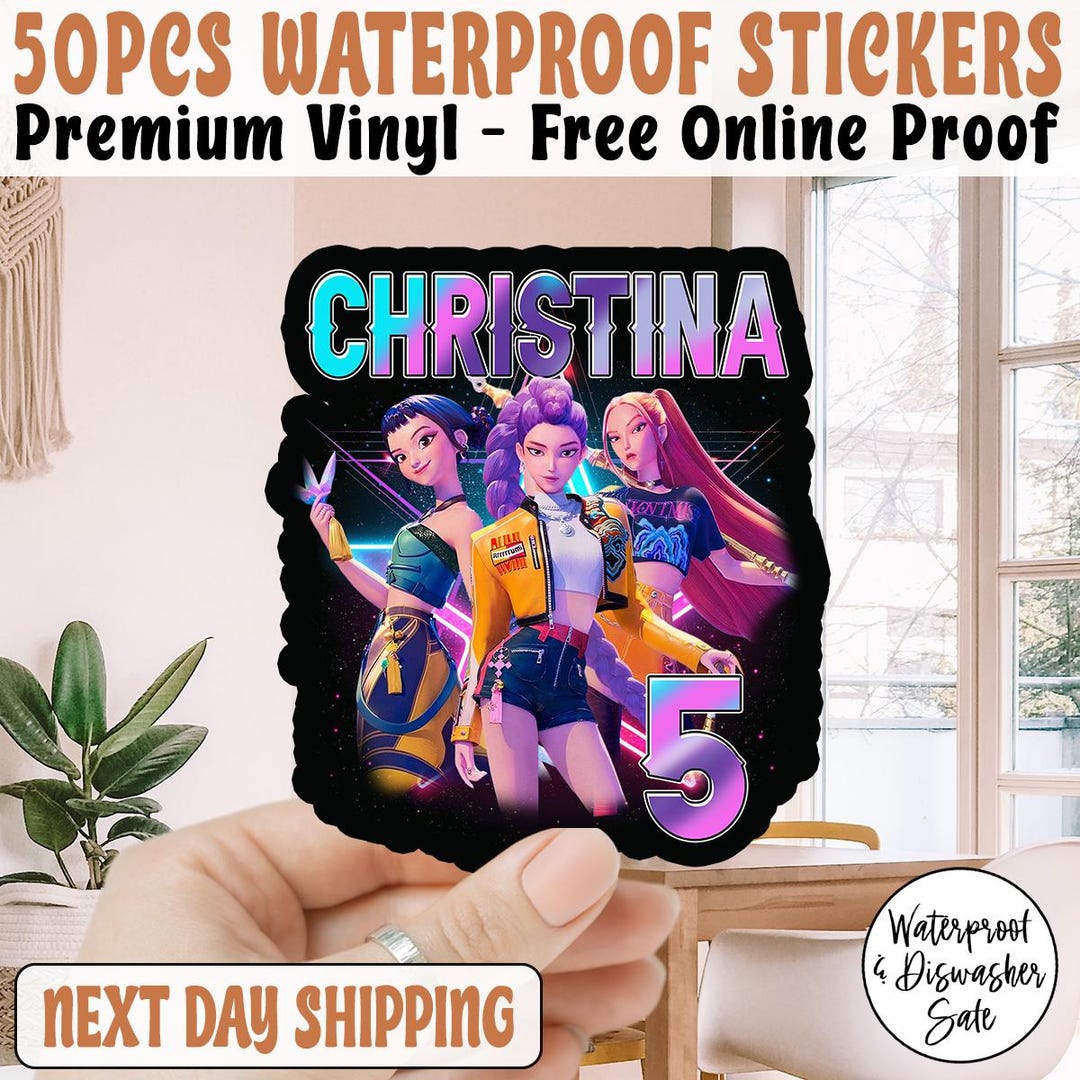 Custom Huntrix Birthday Sticker, Personalized Kpop Demon Hunter Sticker ...