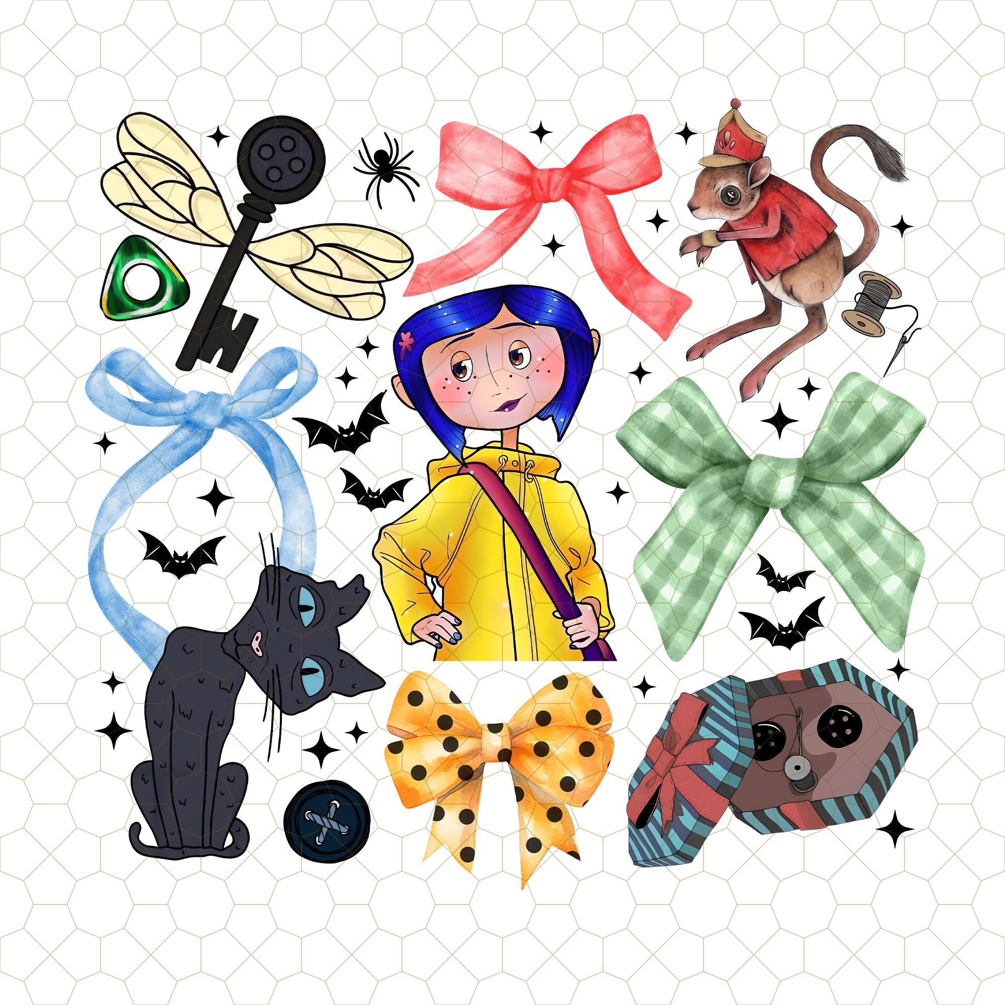 Coquette Bow Coralin Halloween Png, Coralin Halloween Movie Png, Horror ...