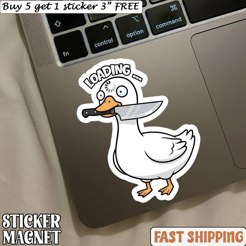 Loading Funny Goose Sticker/ Magnet, Meme Water Bottle Sticker ...