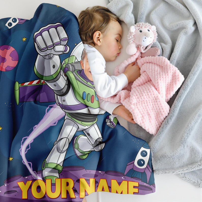 Custom Face Buzz Lightyear Toy Story Blanket, Custom Your Photo & Name ...
