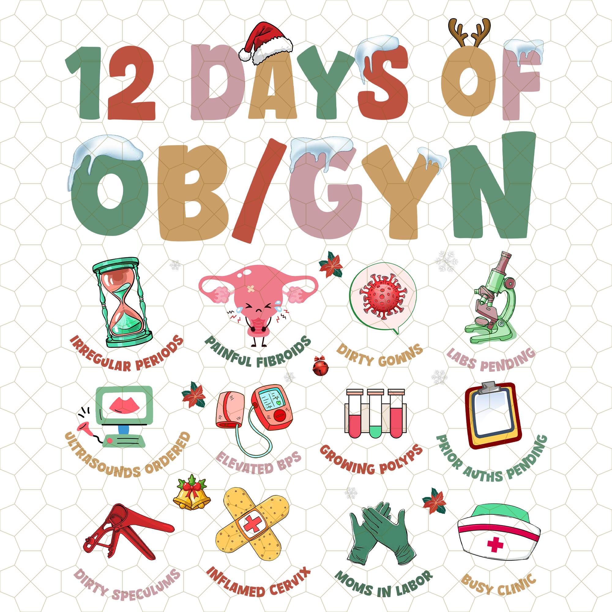 12 Days of OBGYN Christmas Png, Obstetrician Gynecologist Png ...