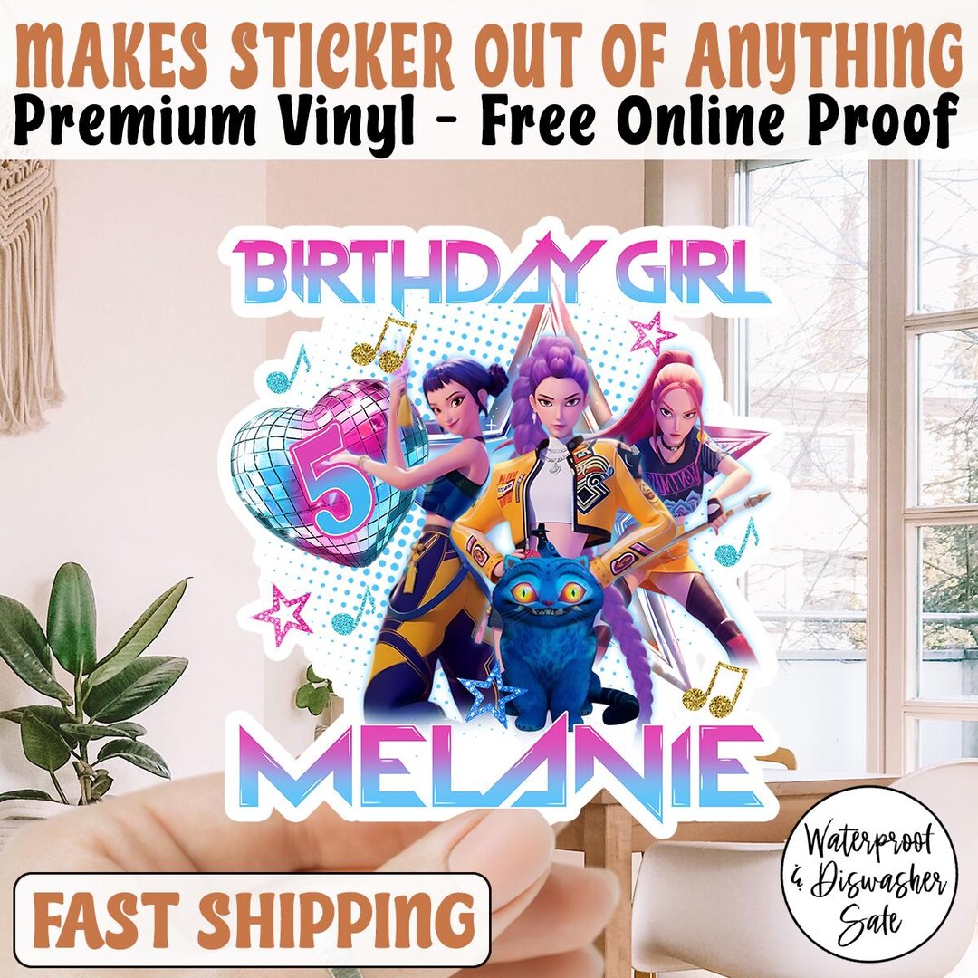 Custom Huntrix Birthday Sticker, Personalized Kpop Demon Hunter Sticker ...