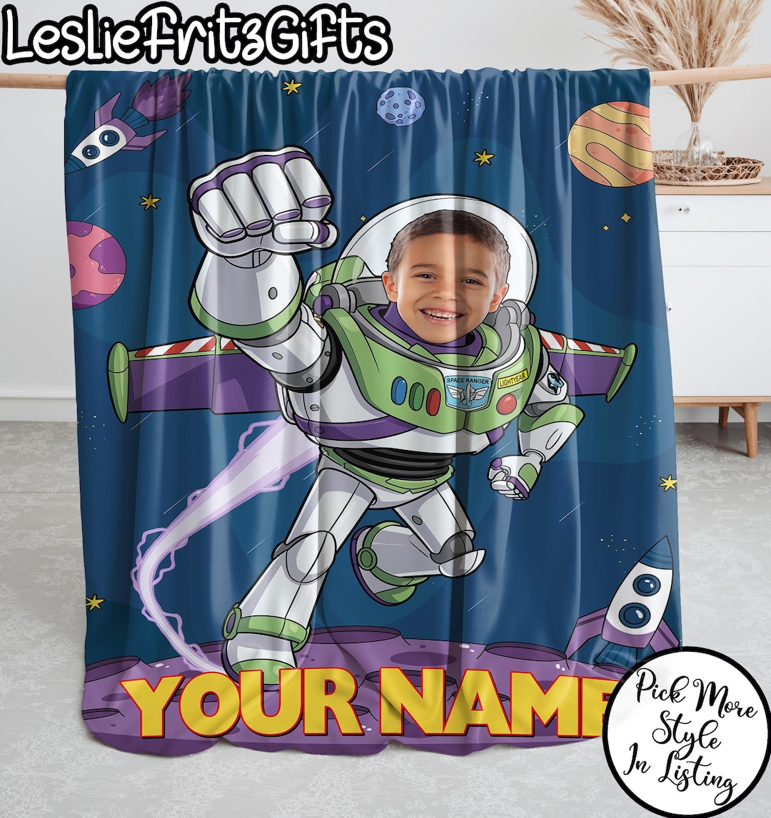 Custom Face Buzz Lightyear Toy Story Blanket, Custom Your Photo & Name ...