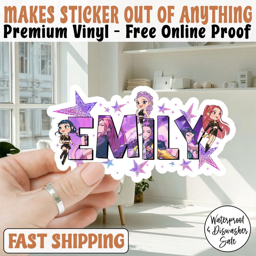 Custom Name Huntrix Kpop Demon Hunters Sticker, Personalized Kpop Demon ...