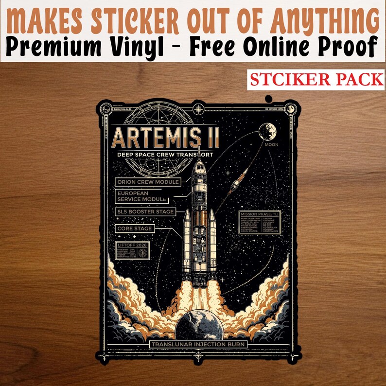 Rocket Artemis II Program Sticker, Rocket Launch Pack Sticker, Future ...
