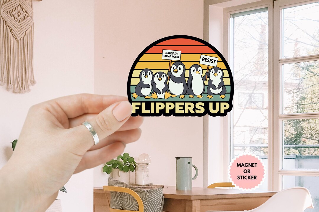 Flippers up Penguins Anti Trump Sticker/car Magnet, Funny Tariffs Anti ...