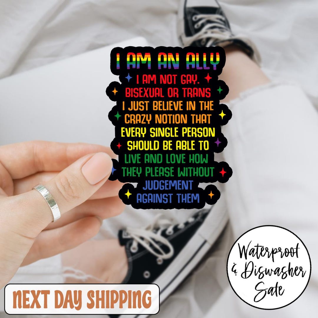 LGBTQ Retro I Am an Ally I'm Not Gay Bisexual or Trans Sticker/car ...