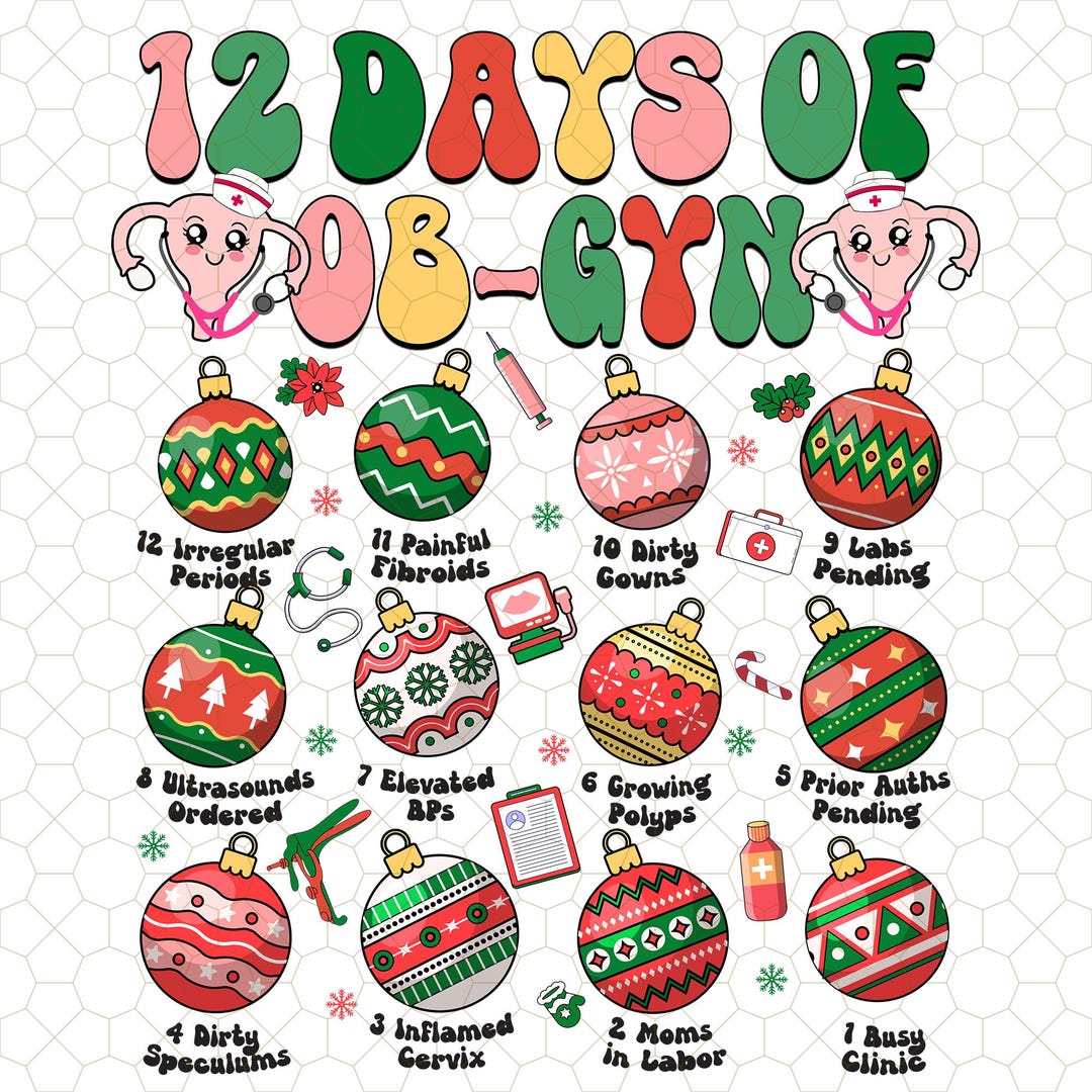 12 Days of OBGYN Christmas Png, Obstetrician Gynecologist Png ...