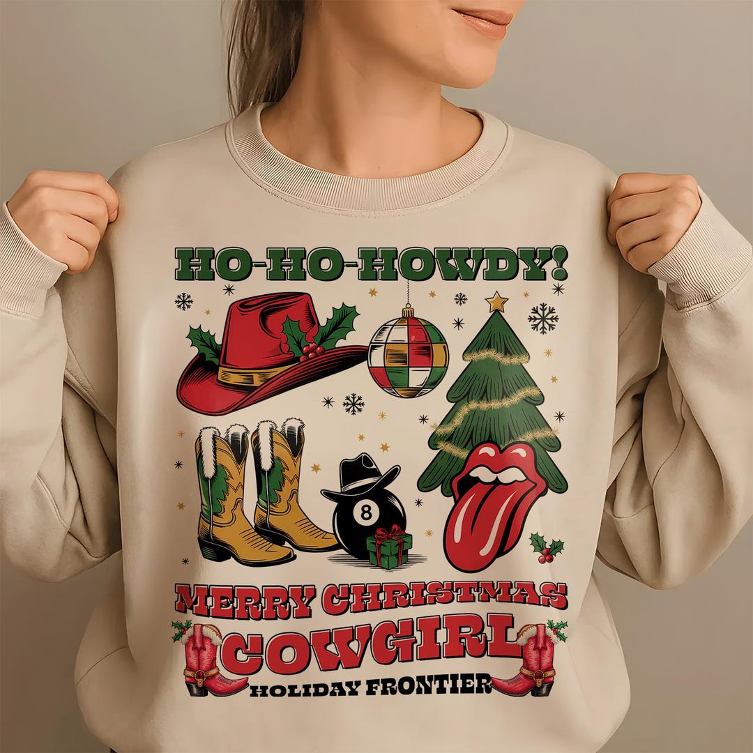 Howdy Christmas Png, Cowgirl Boots Christmas Sweater, Coquette Cowgirl ...