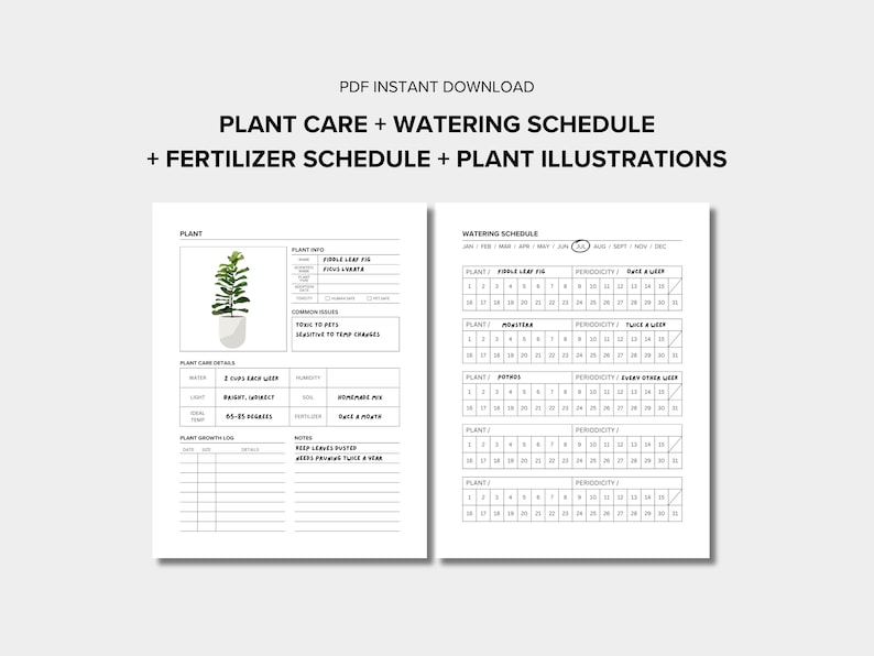Plant Planner, Houseplant Planner, Watering Schedule, Indoor Plant Care ...