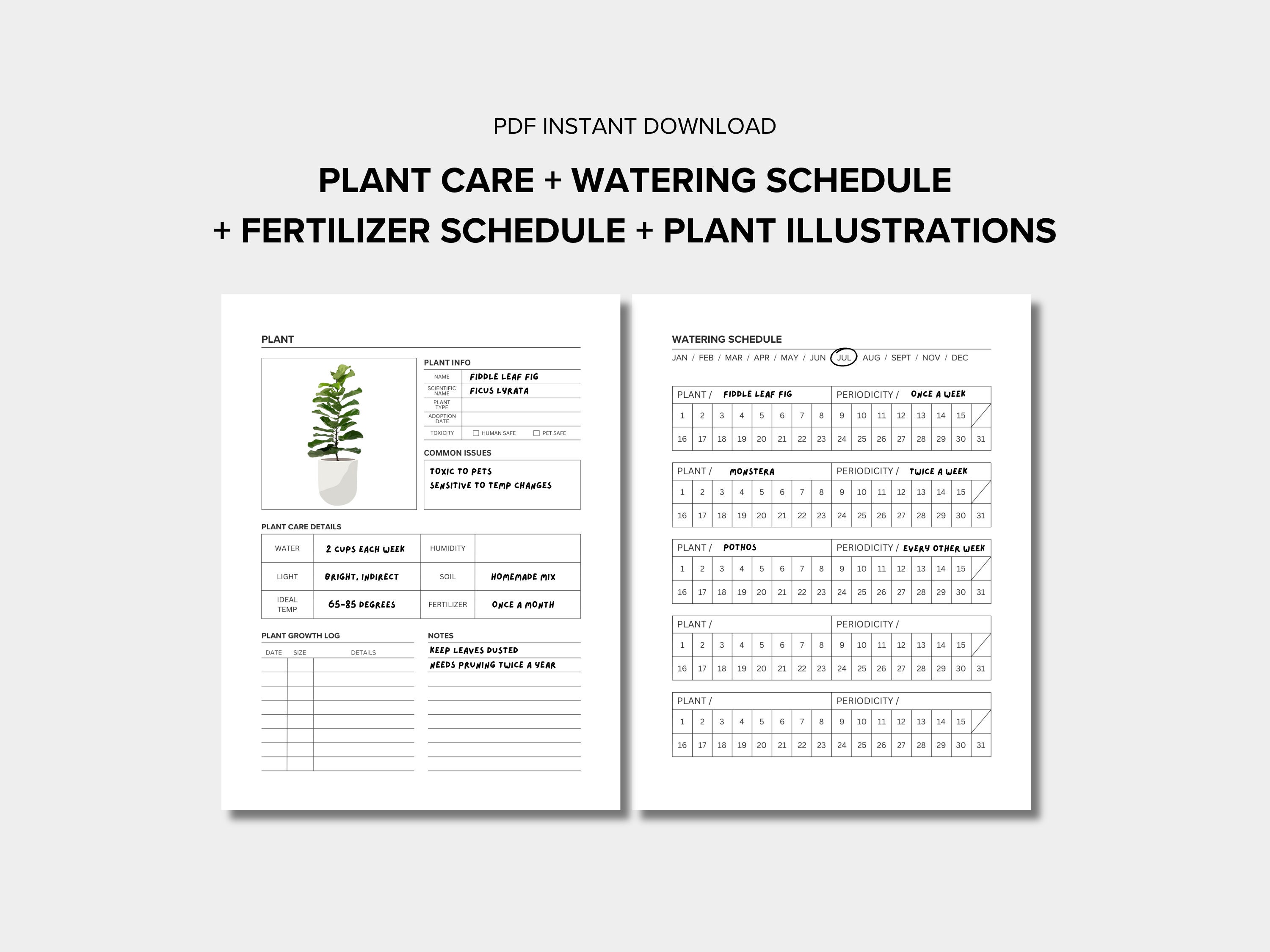 Plant Planner, Houseplant Planner, Watering Schedule, Indoor Plant Care ...